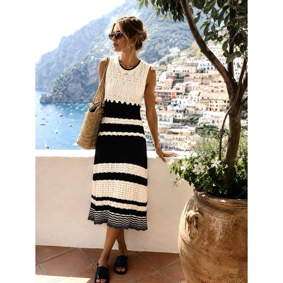 Vanessa Bruno | Dresses | Vanessa Bruno Aimee Knit Crochet Midi Dress ...